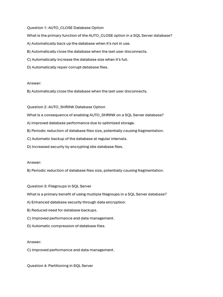 SQL Server Database Options and Commands | PDF | Databases | Microsoft Sql Server