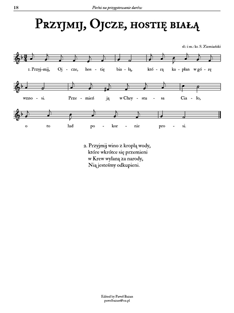 Przyjmij, Ojcze, Hostię Białą 498 | PDF