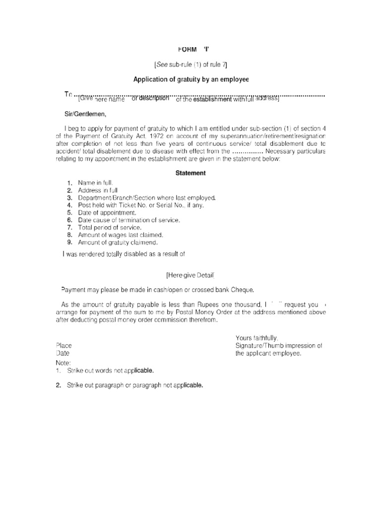 Gratuity Form | PDF