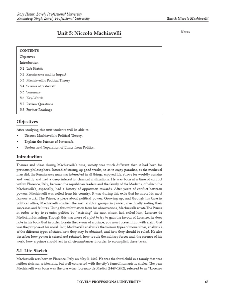 Machiavelli's Political Theory Explained | PDF | Niccolò Machiavelli ...