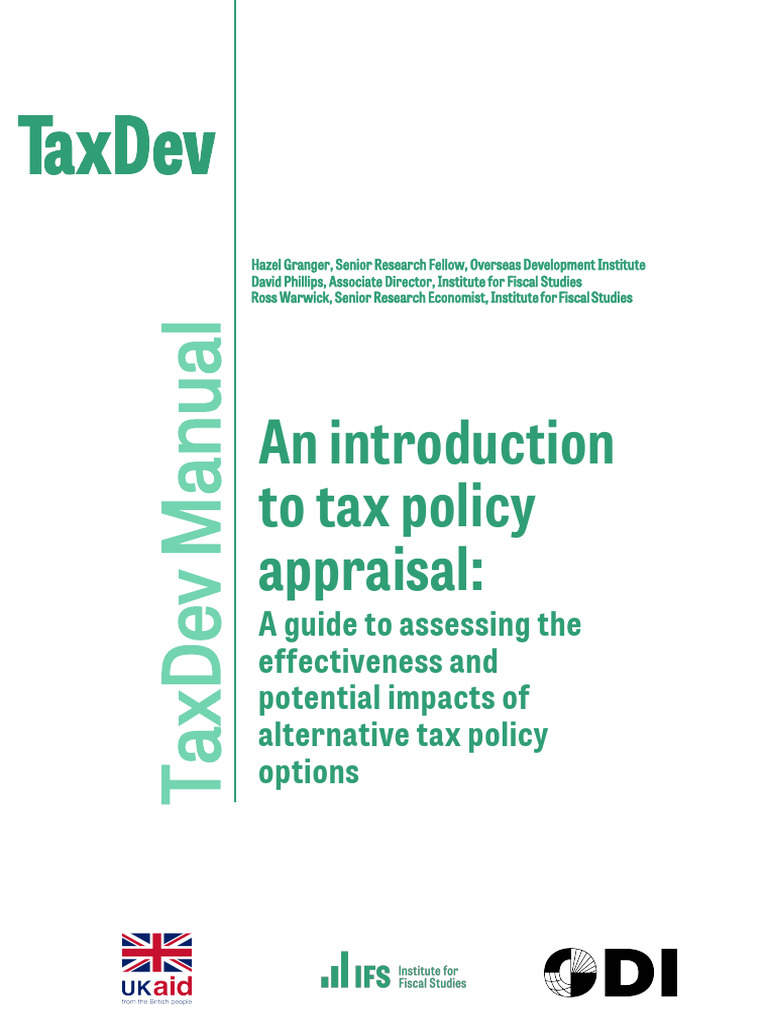 TaxDev Policy Appraisal Manual | PDF | Taxes | Policy