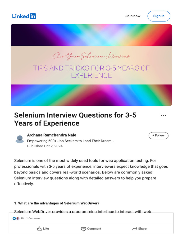 Selenium Interview Questions For 3-5 | PDF | Selenium (Software ... Selenium Interview Questions For 3-5 | PDF | Selenium (Software ...