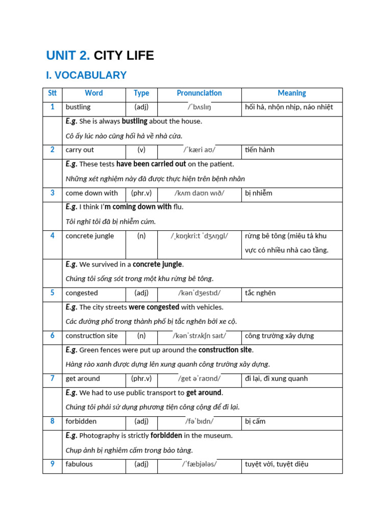Unit 2. City Life | PDF