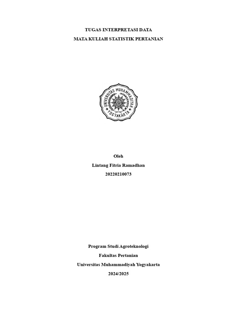 Tugas Statistik Interpretasi Data Lintang Fitria Ramadhan | PDF