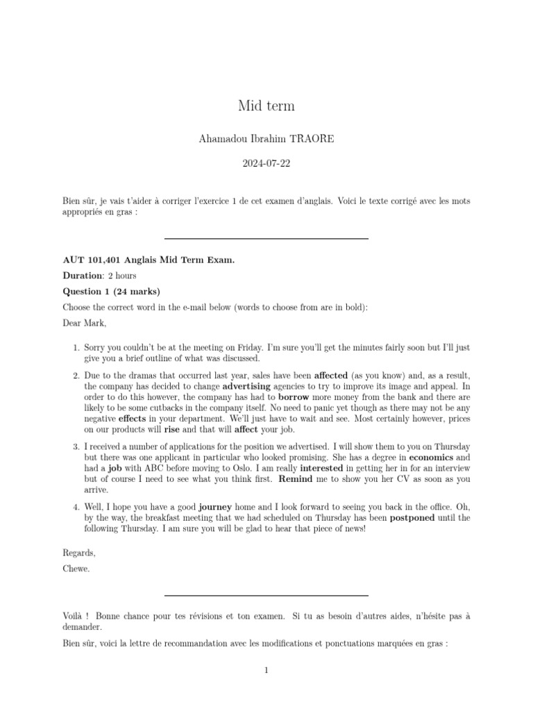 English Mid Term | PDF