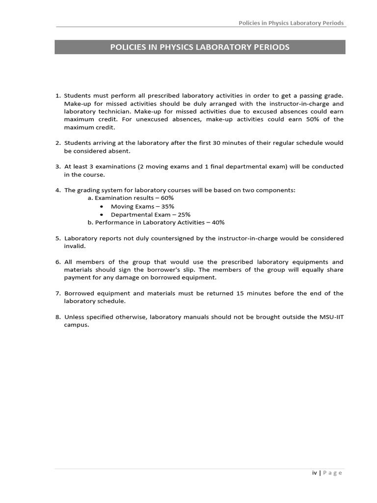 Policy in The Physics Laboratory Class | PDF