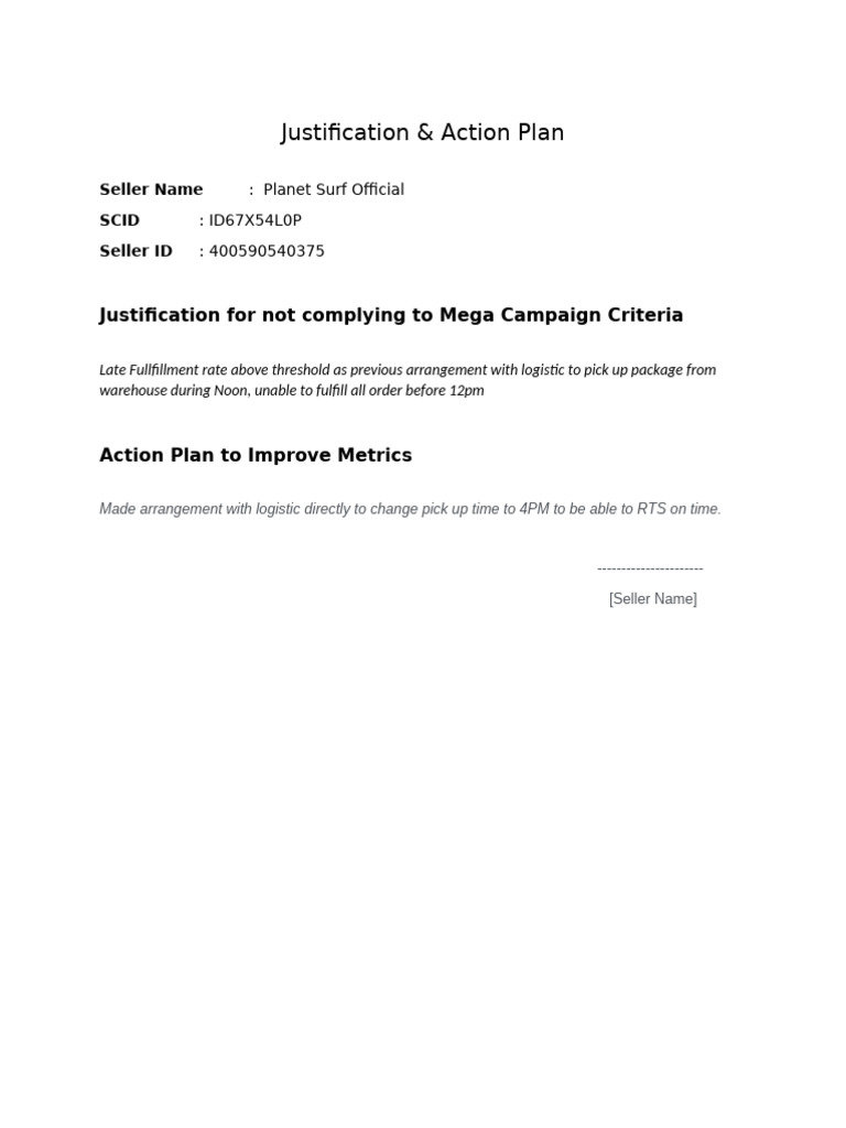 Justification and Actionplan - Planet Surf | PDF