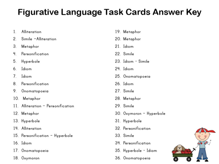 Figurative Language Task Cards Ans | PDF