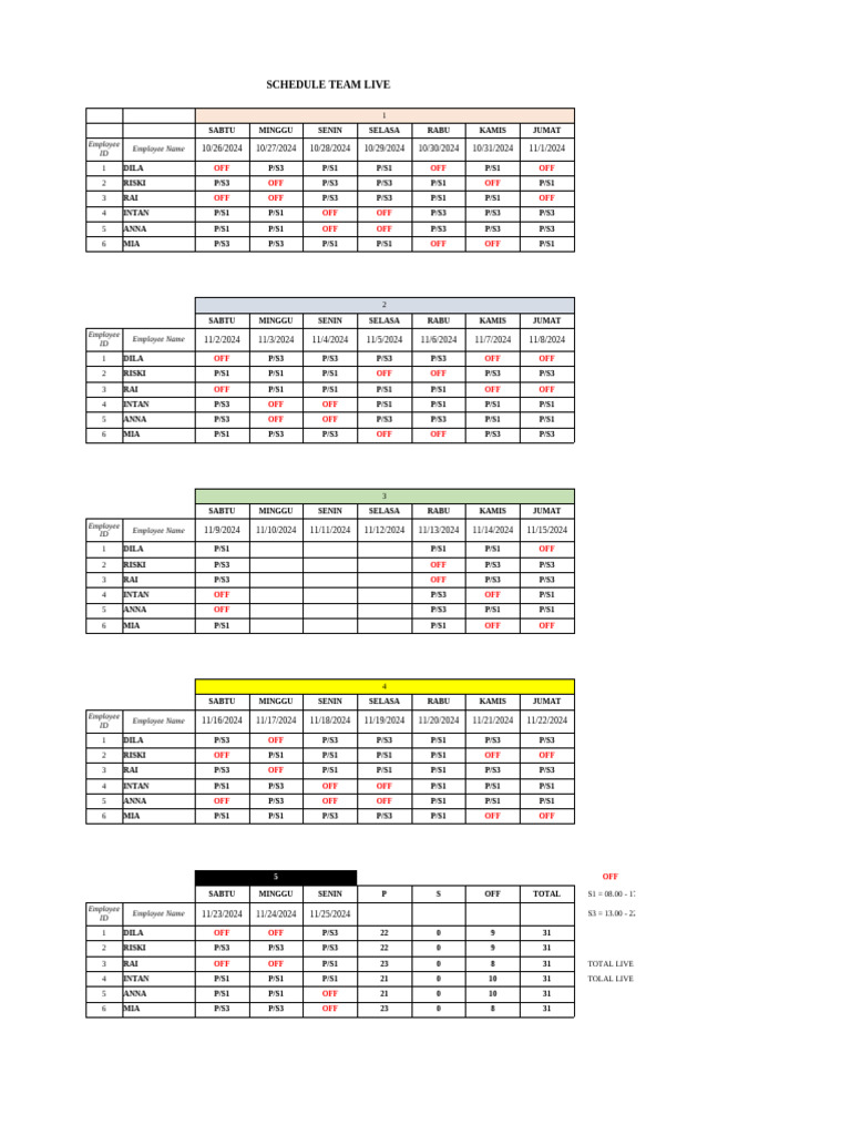 Schedule Host Live Nov | PDF