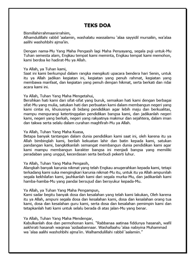 Teks Doa Upacara Hari Senin | PDF | Agama & Spiritualitas