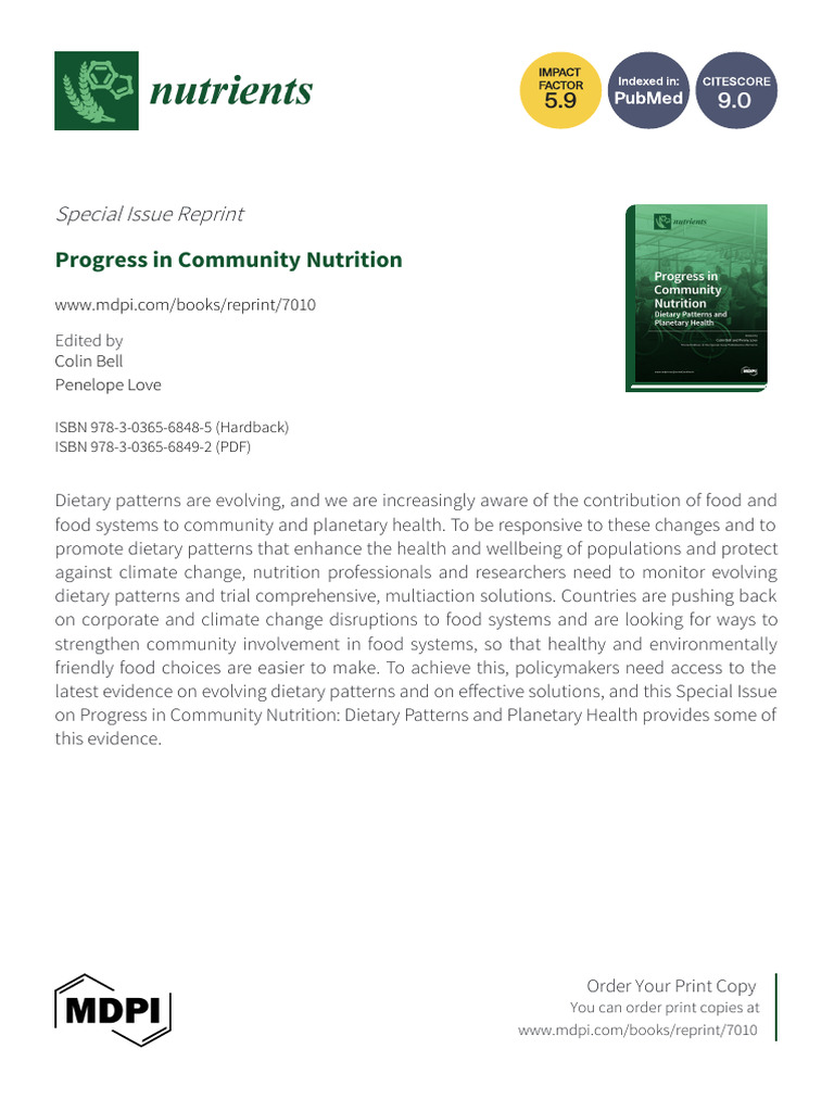 Progress in Community Nutrition Flyer | PDF | Open Access | Books