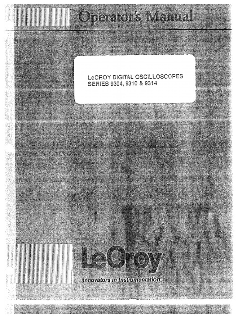 LECROY 9304, 9310, 9314 Operation | PDF