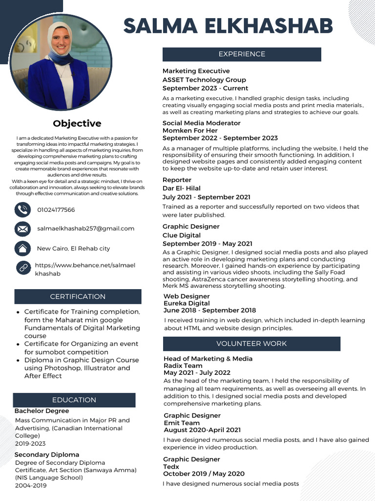 Salma's Resume | PDF | Social Media | Popular Culture & Media Studies
