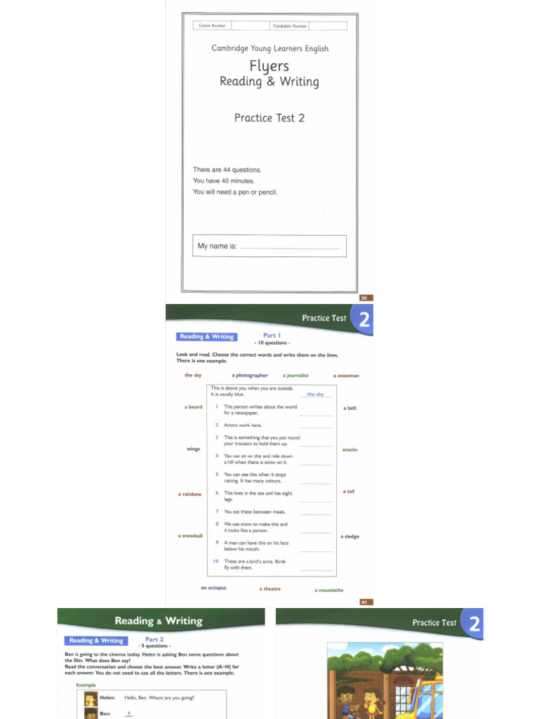 Flyers Reading & Writing Test 2 | PDF