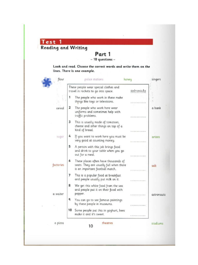 Flyers Reading & Writing Authentic 1 | PDF
