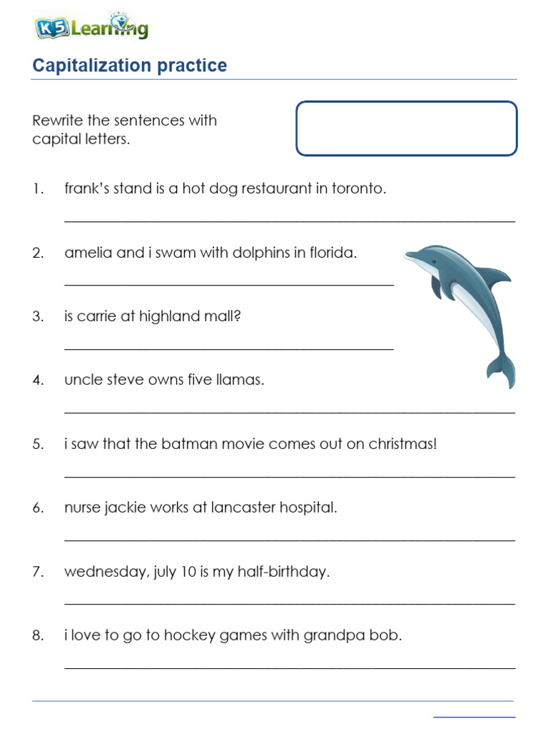 Grade 2 Capitalization Practice Worksheet | PDF | Language Arts ...