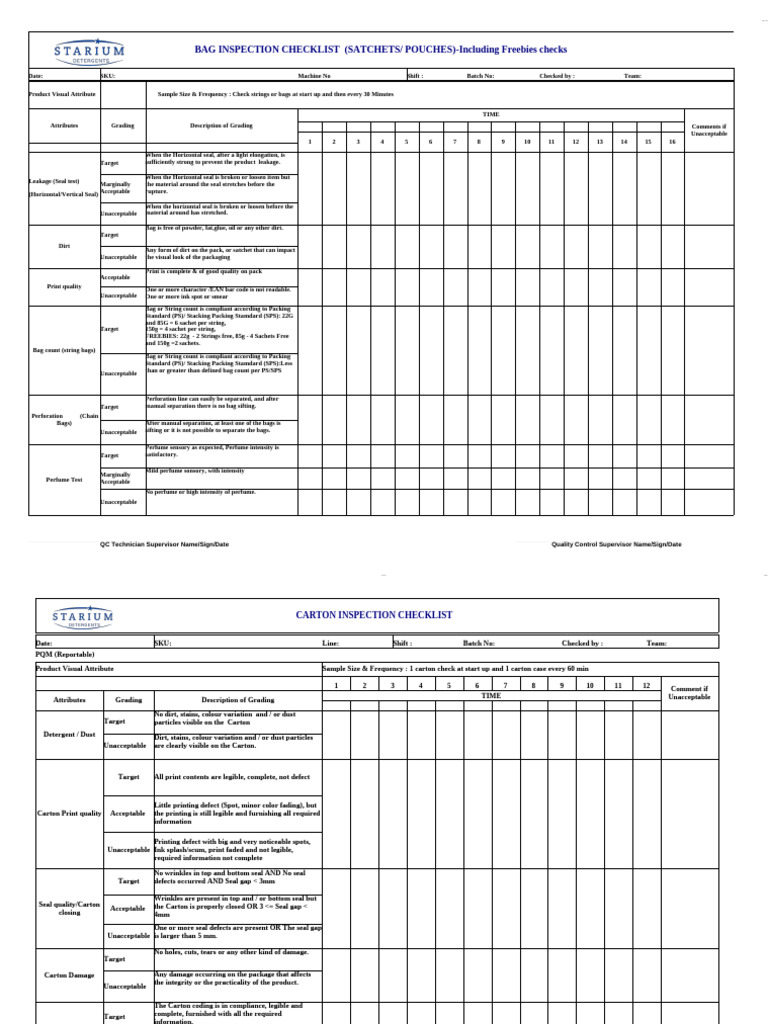Reviewed Line Quality Inspection Checklist | PDF | Pallet | Industrial ...