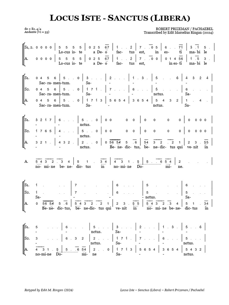 Locus Iste - Sanctus (Libera) - Robert Prizeman | PDF