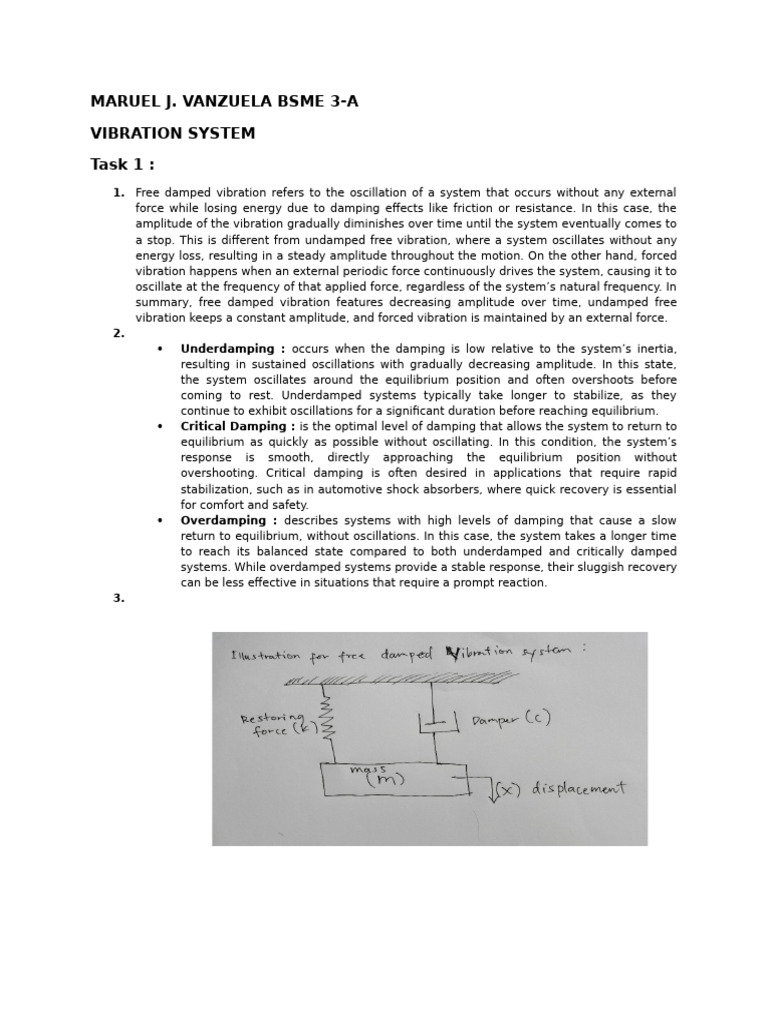 Vibration-Maruel Vanzuela BSME 3A | PDF | Damping | Oscillation