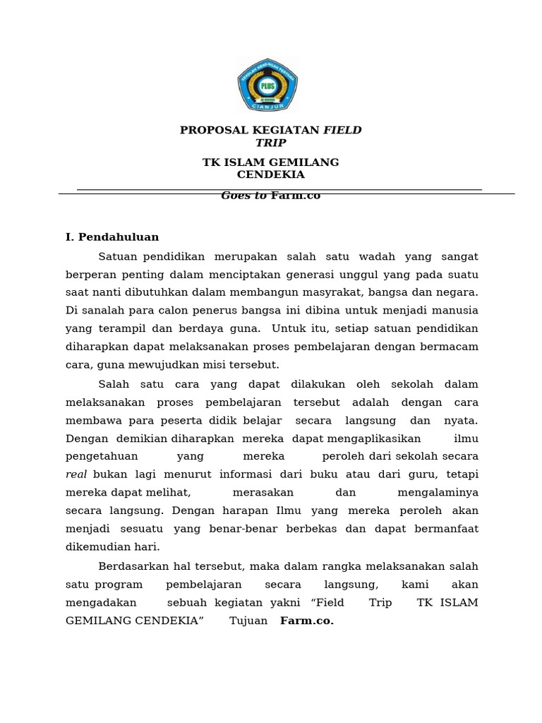 Proposal Field Trip | PDF