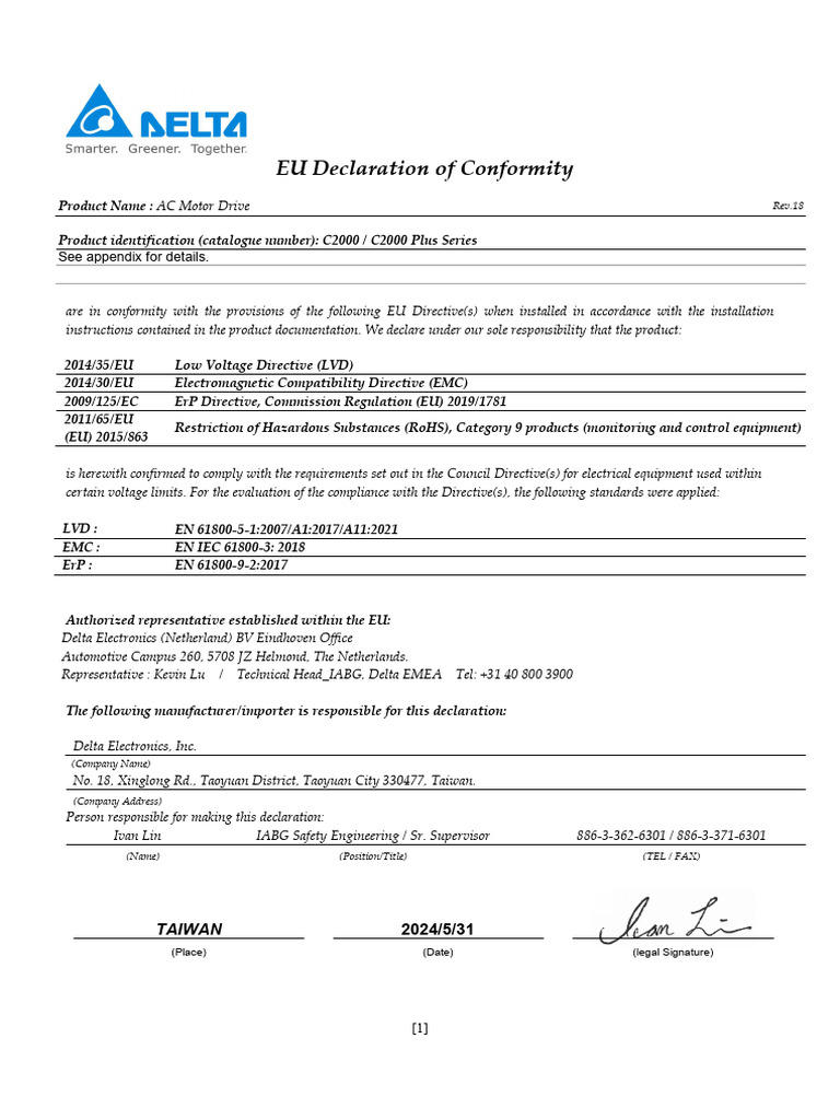 DELTA - IA-AMD - C2000 C2000 Plus Series - CE - EN - 20240531 | PDF | Electronics | Electromagnetism