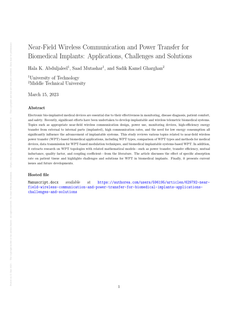 Near-Field Wireless Communication and Power Transfer For Biomedical ...