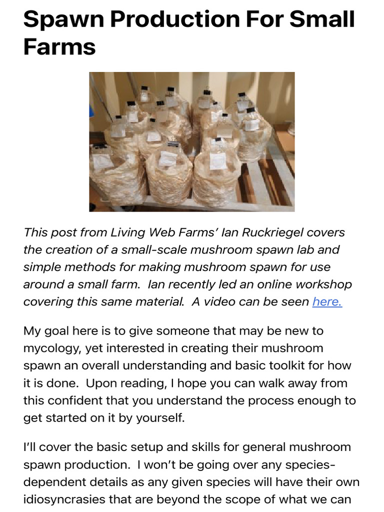 Spawn Production For Small Farms - Living Web Farms | PDF | Pressure ...