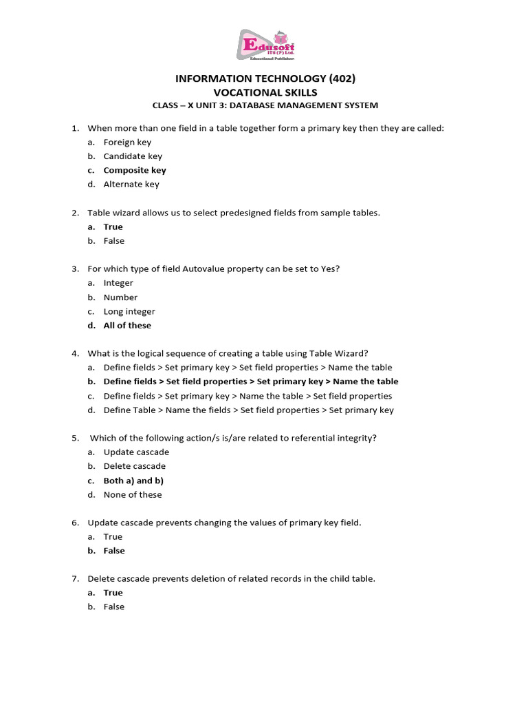 AK-MCQ - X 402 - Unit 3 - Database Management System | PDF | Data Management | Databases