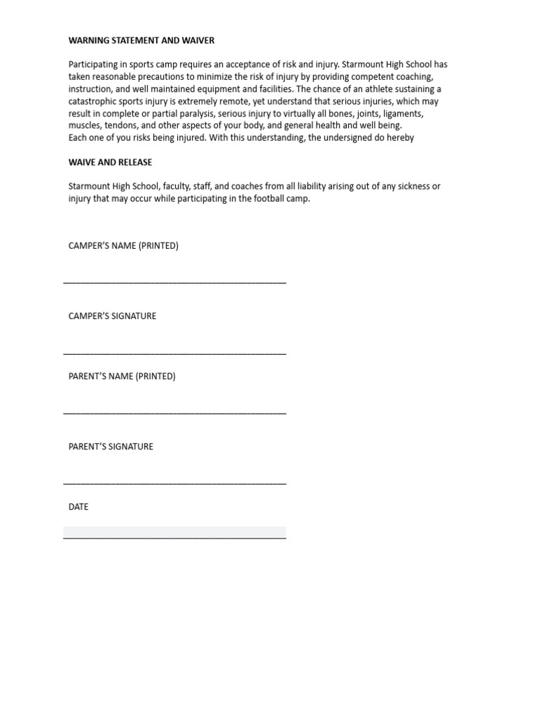 Camp Waiver | PDF