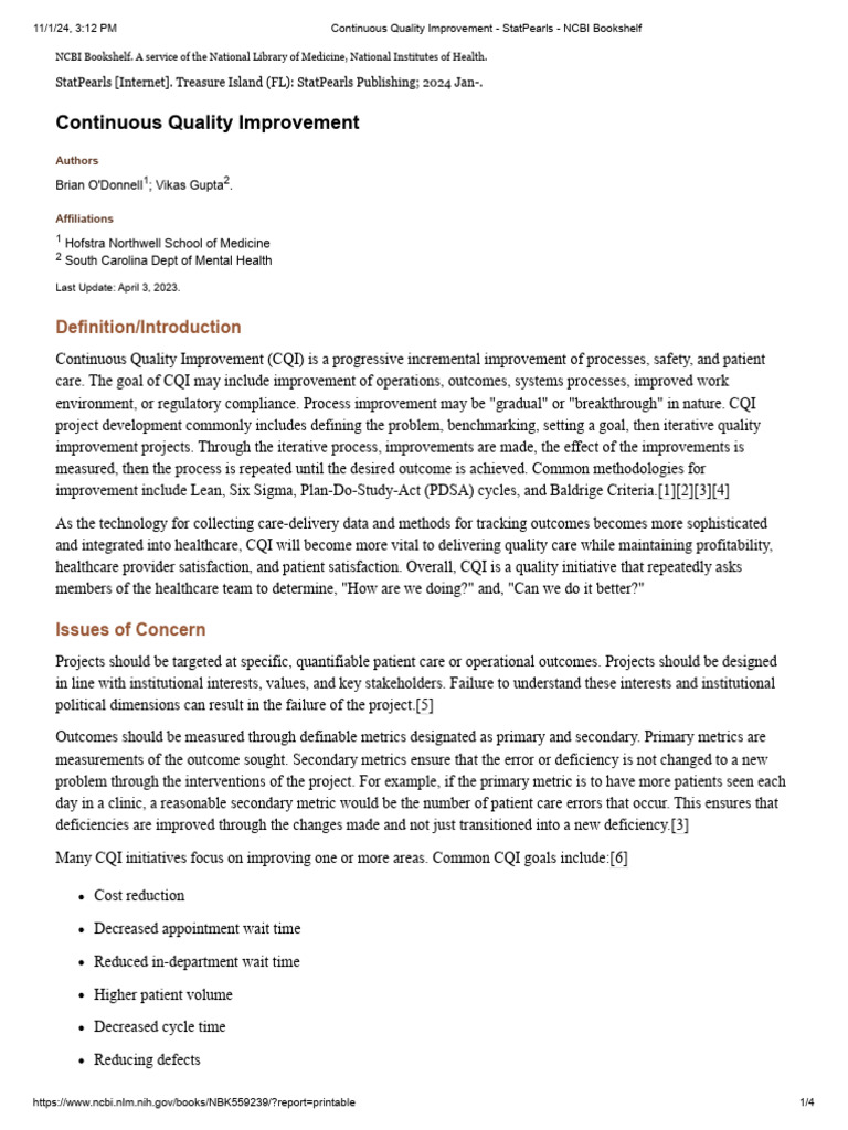 Continuous Quality Improvement Overview | PDF | Six Sigma | Health Care