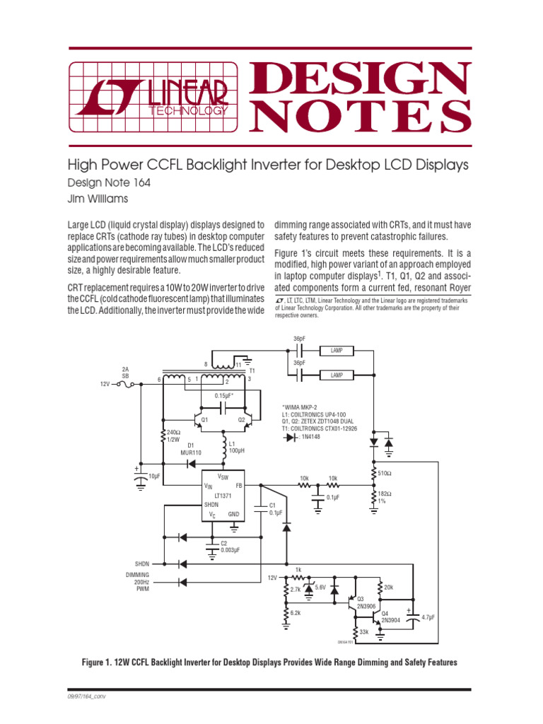 High Power CCFL Backlight Inverter For Desktop LCD Displays: Design ...