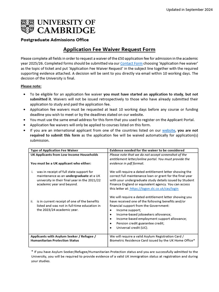 Application Fee Waiver Form 2 | PDF | Asylum Seeker