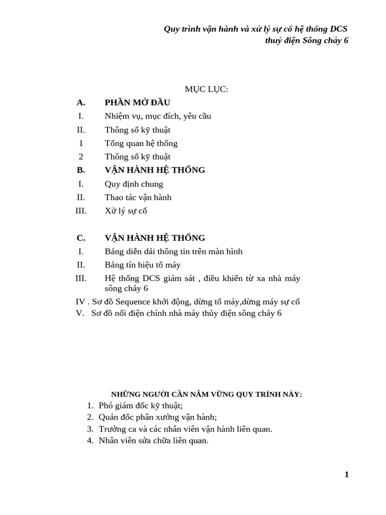 QT VH - XLSC HT DCS lần 1 | PDF