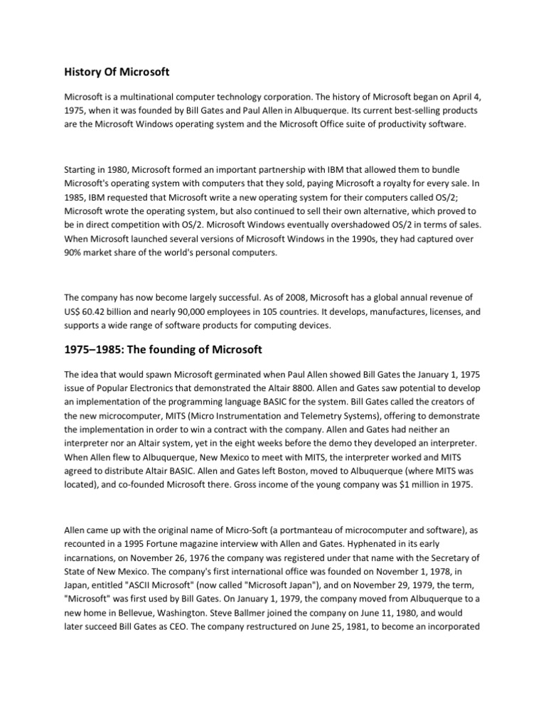 History of Microsoft | PDF | Microsoft | Microsoft Windows