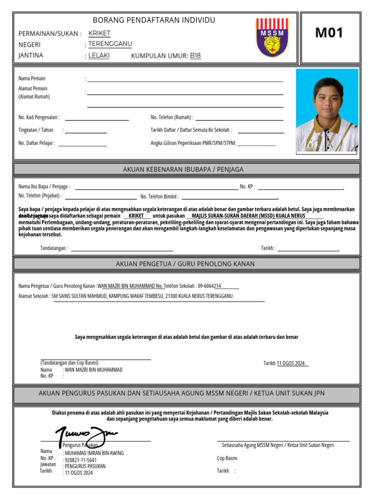 Borang m01 PDF | PDF