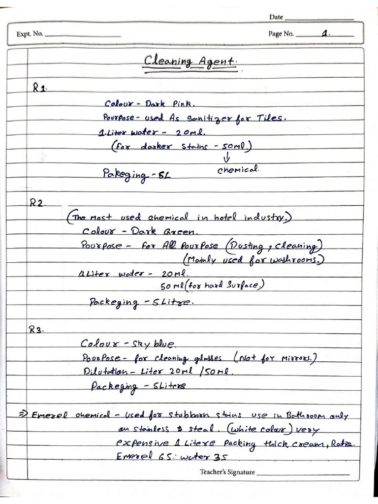 Housekeeping Practical Notes | PDF
