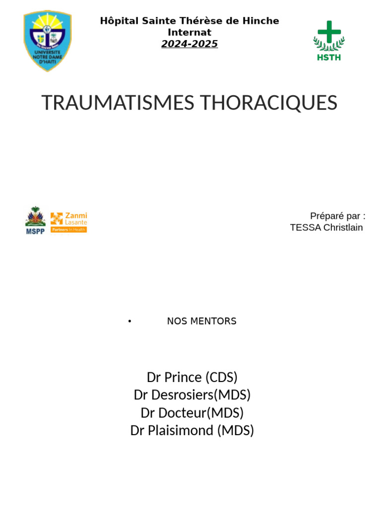 Traumatisme Thoracique Finale 2 | PDF | Urgences médicales | Maladies et troubles