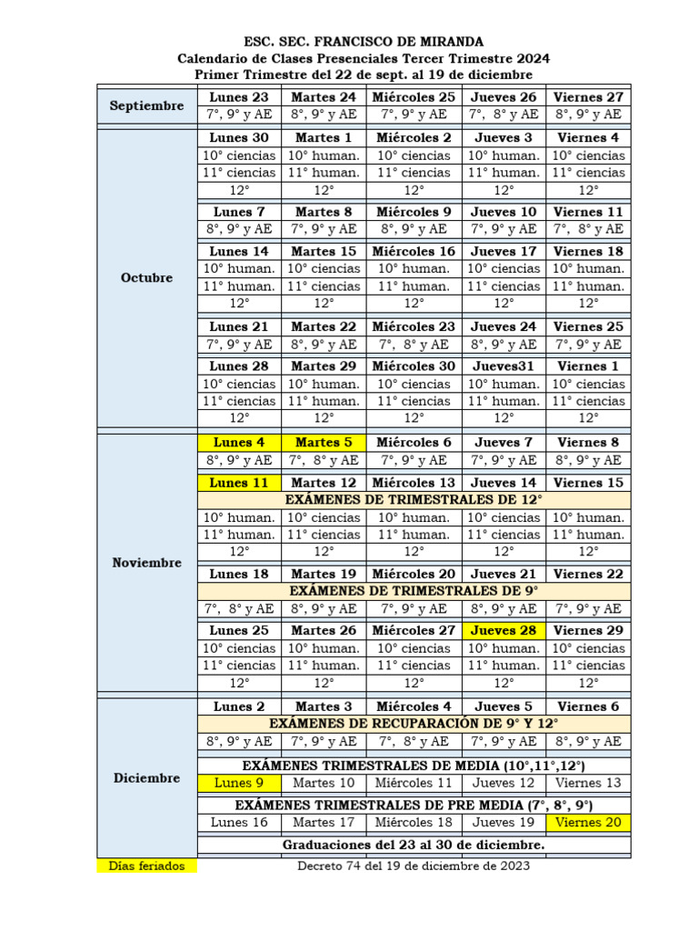 Cron Hor Clases Pres Tercer Trim 24 PDF