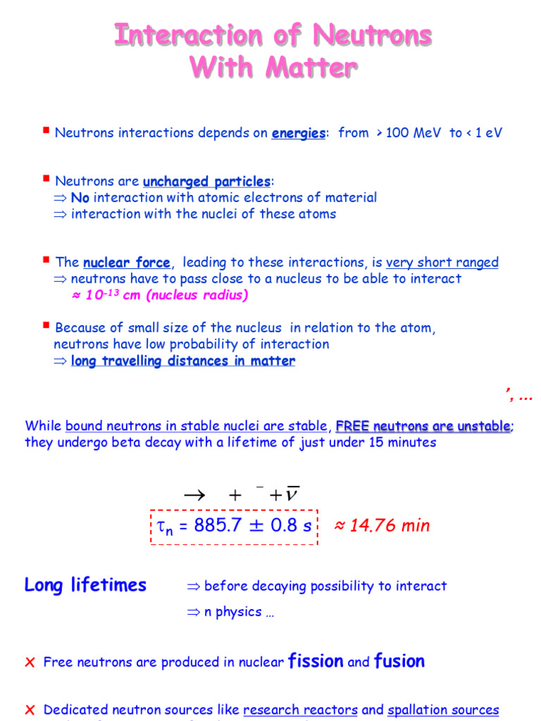 Neutrons Interactions | PDF | Neutron | Nuclear Fusion
