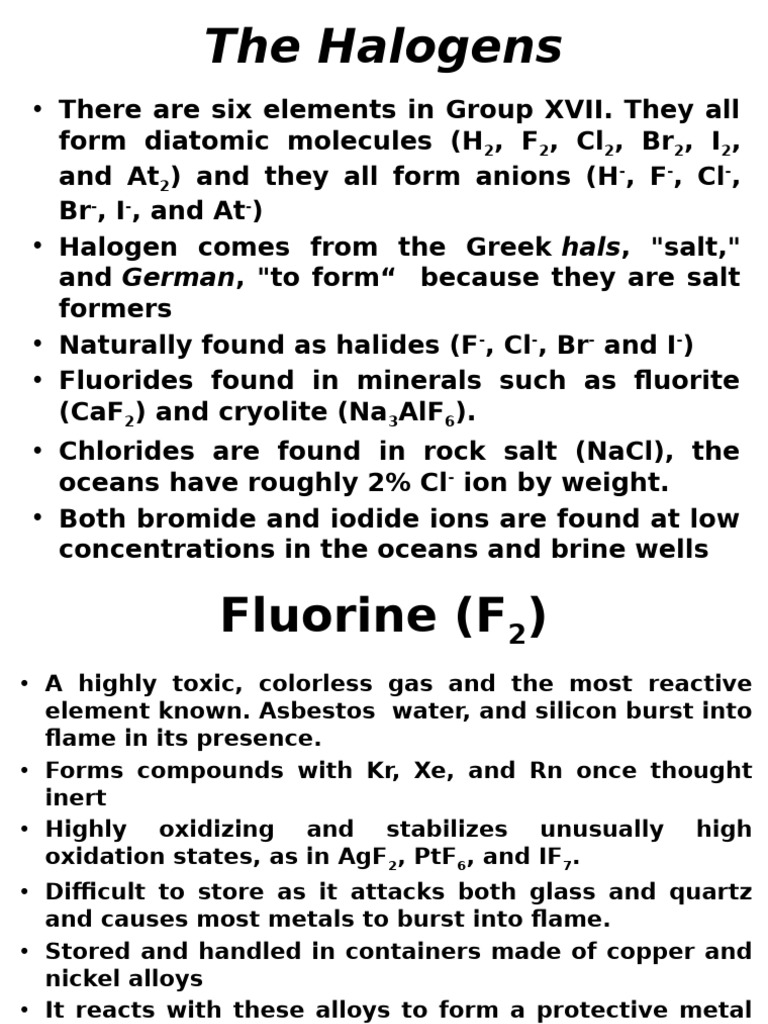5 The Halogens | PDF | Chlorine | Iodine