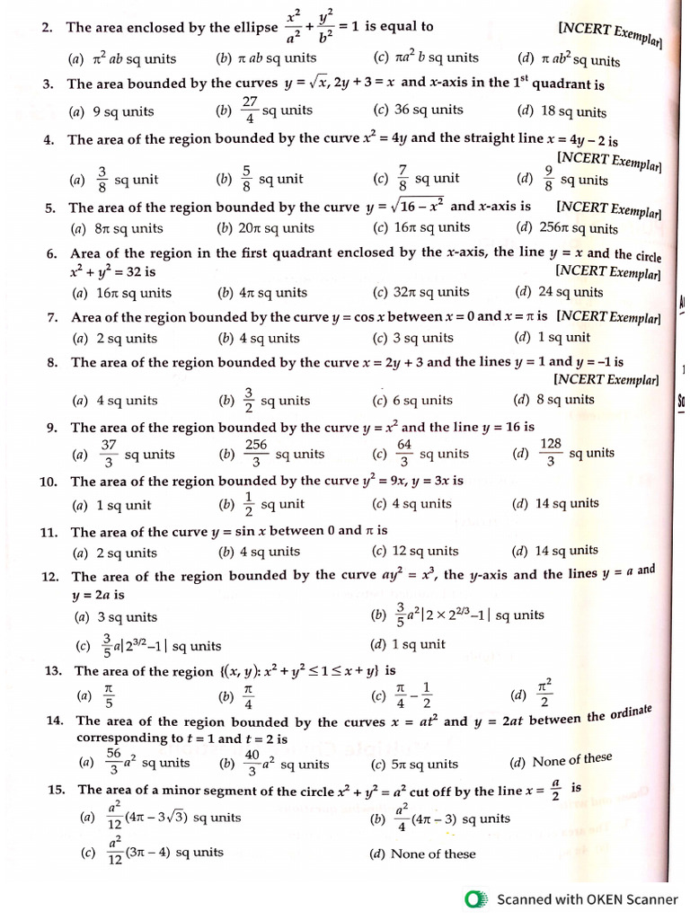CLASS-12th (MATHS) Application of Integral | PDF