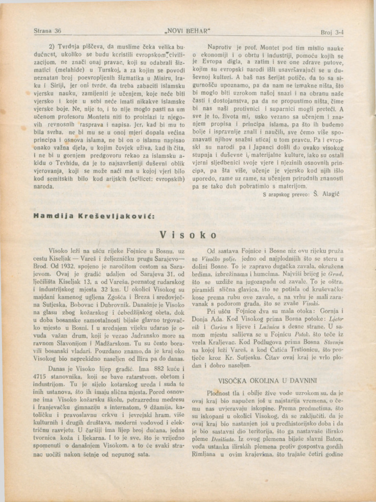 Visoko Hamdija Kreševljaković | PDF