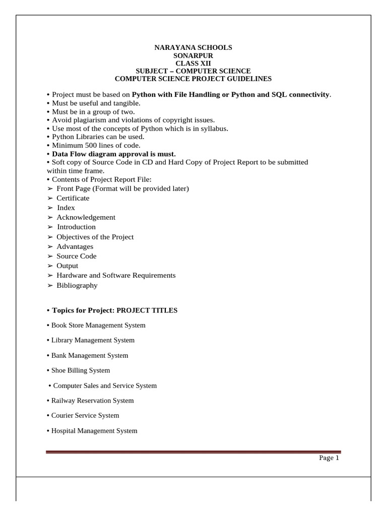 Class 12 CS Project Guidelines | PDF | Computers