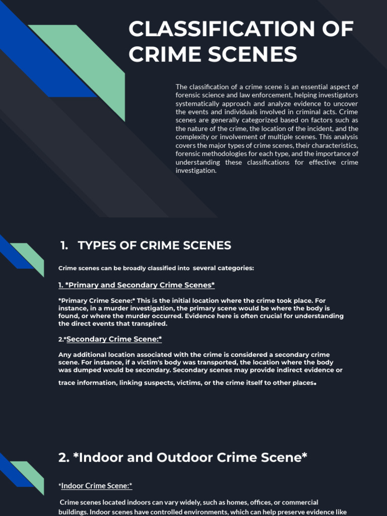 Classification of Crime Scenes | PDF | Crime Scene | Crimes