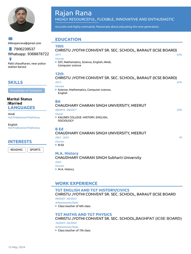 Rajan's Resume | PDF | Observation | Inquiry