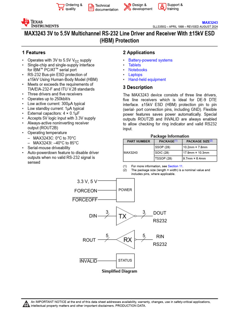 Max 3243 | PDF | Electrostatic Discharge | Electrical Engineering