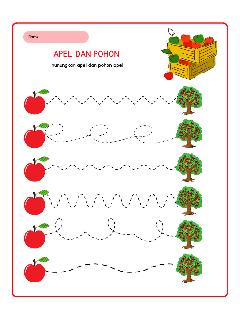Red Apple Tree Tracing Worksheet | PDF