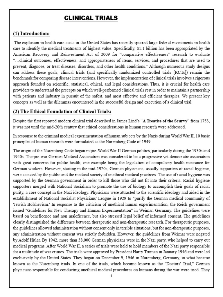 Clinical Trials Project 1 | PDF | Phases Of Clinical Research ...