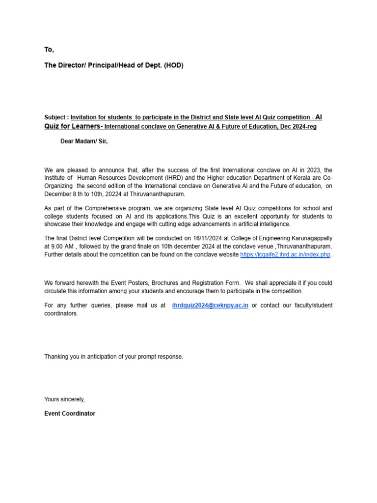 AI Conclave Mail Draft | PDF | Business | Technology & Engineering