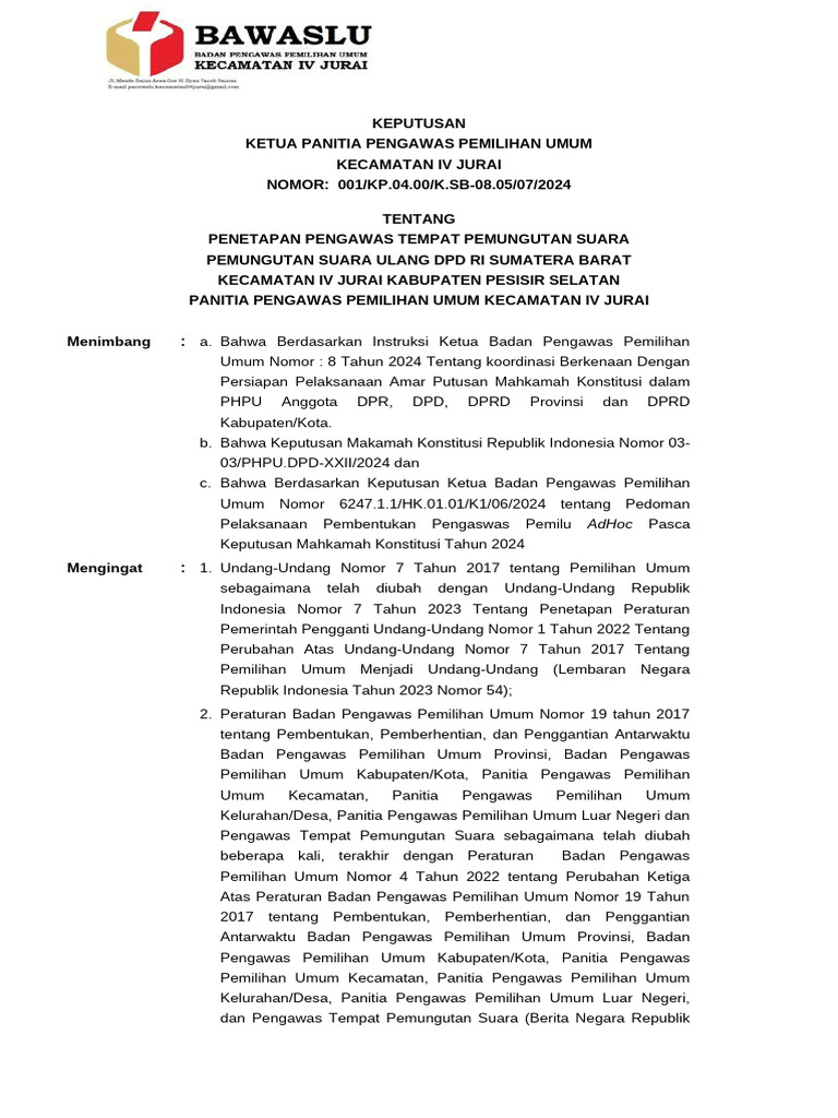 SK Pelantikan Ptps Psu 2024 | PDF